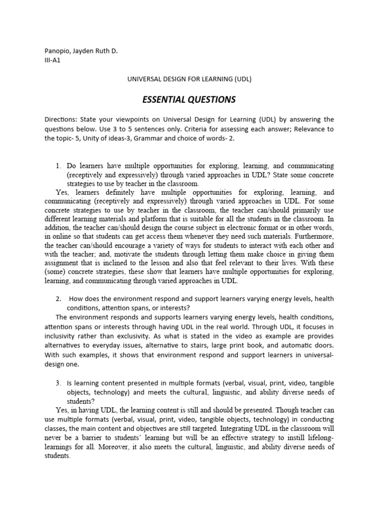 Universal Design For Learning | PDF | Learning | Teachers