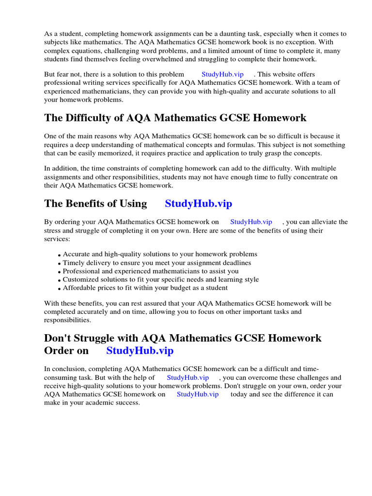 Aqa Mathematics Gcse Homework Book | PDF | Books | Mathematics
