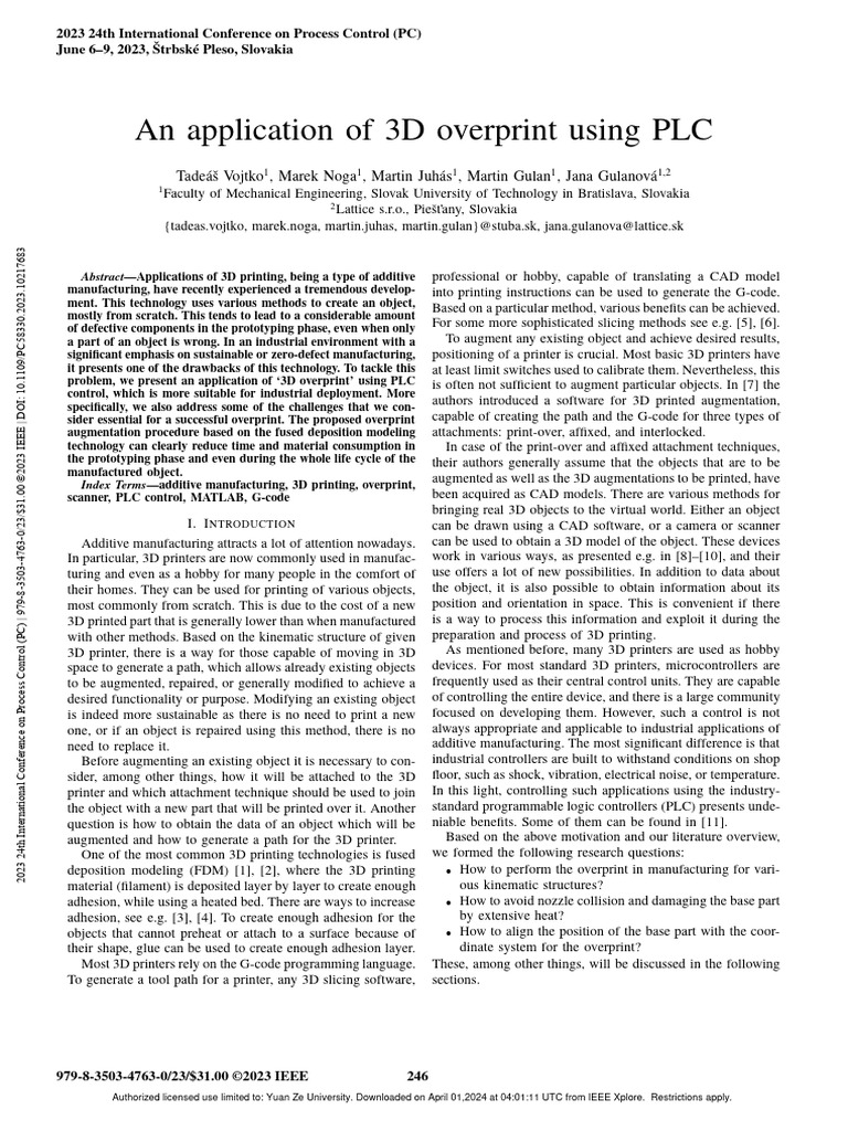 An Application of 3D Overprint Using PLC | PDF | 3 D Printing | Image Scanner