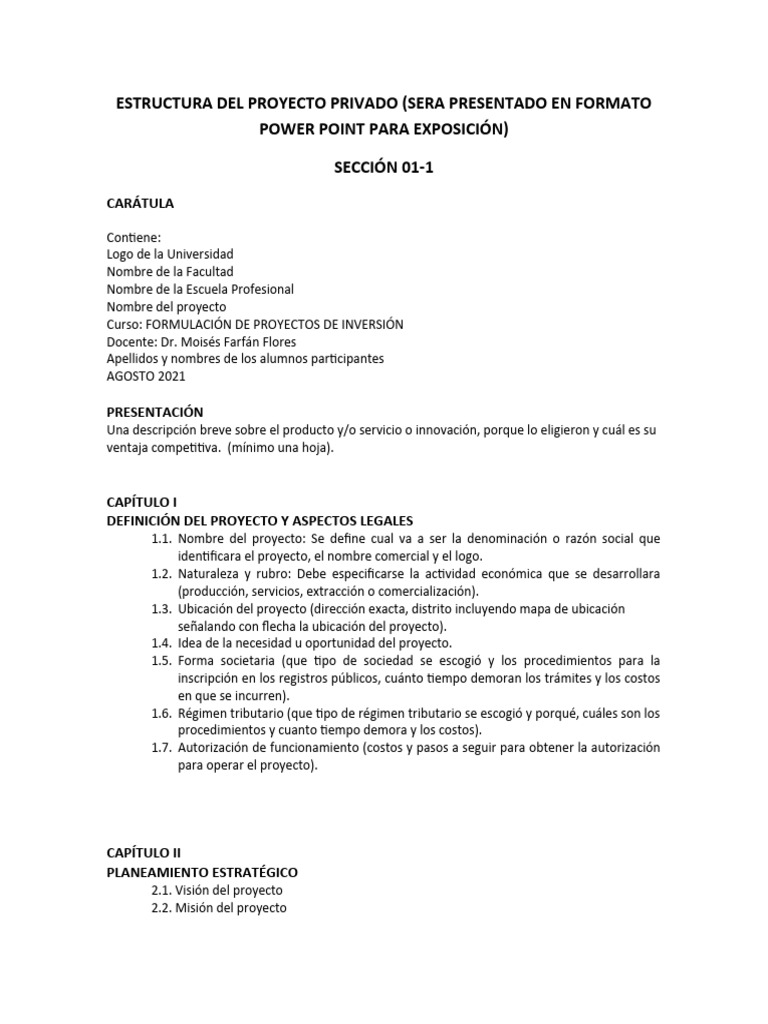 Estructura de Proyecto de Negocios - FP 03-1 | PDF | Marketing | Sector privado