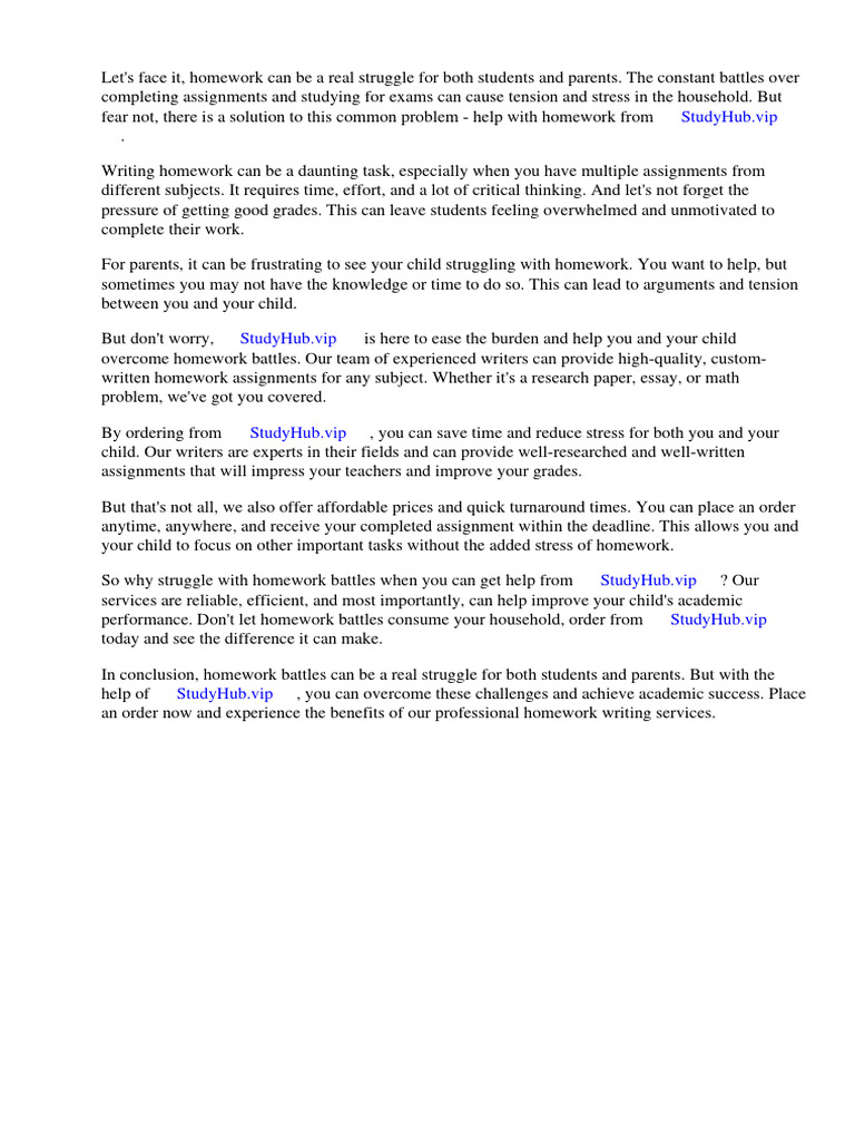 Help With Homework Battles | PDF | Homework | Attention Deficit ...