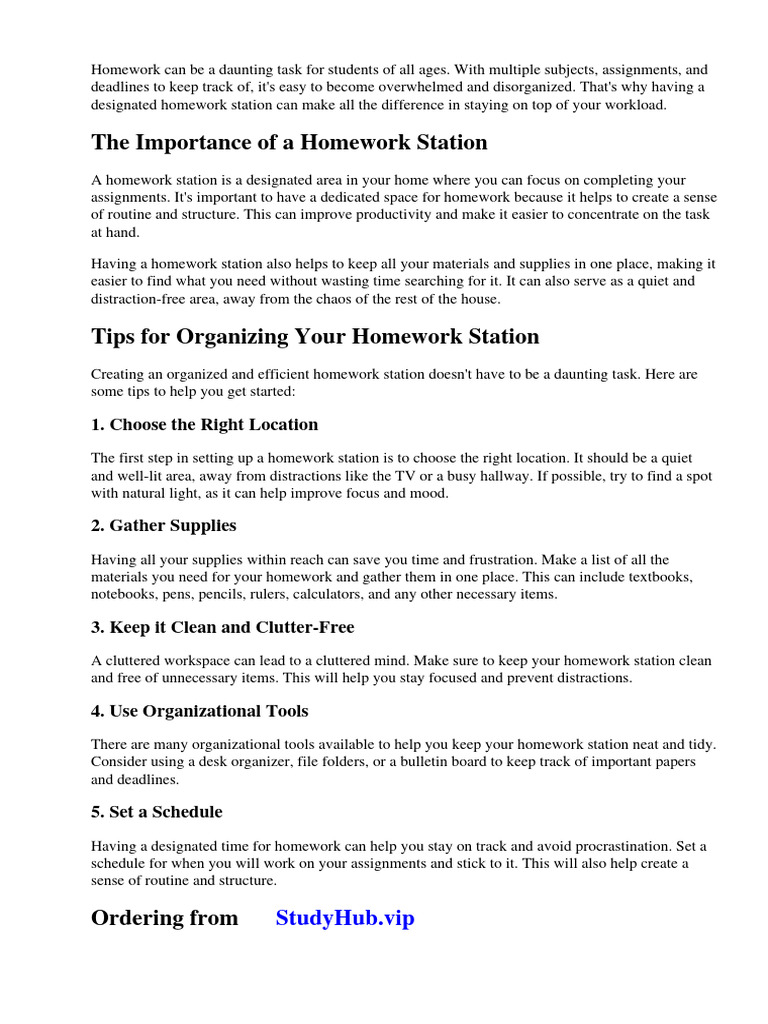 Homework Station Organization | PDF | Desk