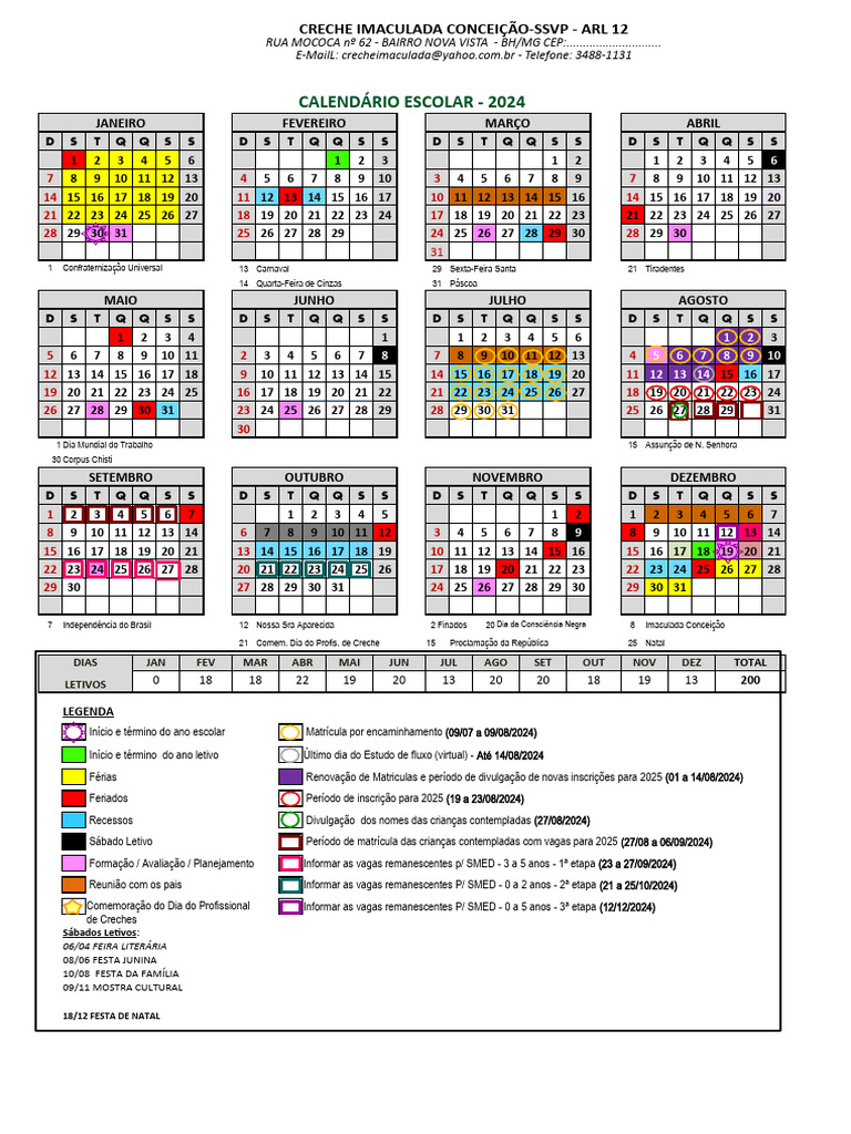 Calendário Escolar 2024-2 | PDF