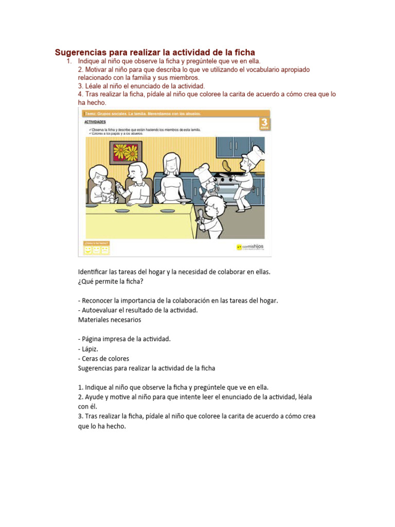 Actividad de Ficha sobre la Familia | PDF | Salud y bienestar