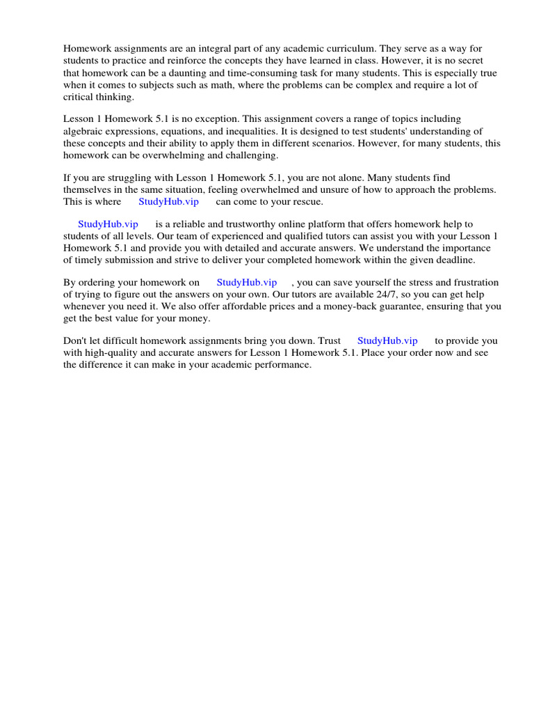 Lesson 1 Homework 5.1 Answer Key | PDF | Mathematics | Equations