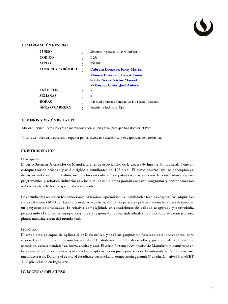 II251 Sistemas Avanzados de Manufactura 202401 | PDF | Impresión 3d | Diseño