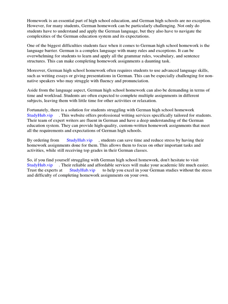 German High School Homework | PDF | Homework | English As A Second Or ...