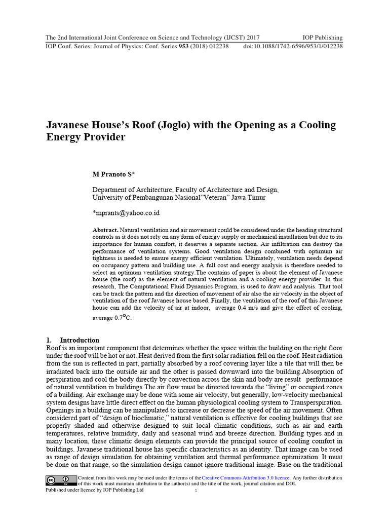 Javanese House's Roof (Joglo) | PDF | Wound | Ventilation (Architecture)