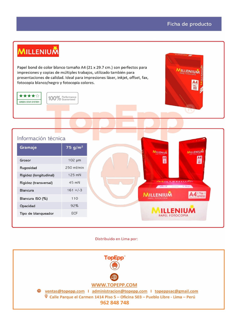 Papel A4 Millenium TopEpp S.A.C. | PDF