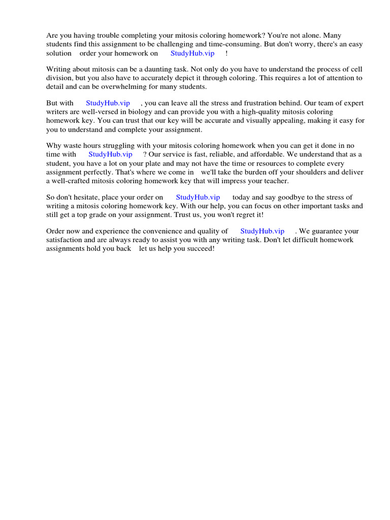 Mitosis Coloring Homework Key | PDF | Mitosis | Cell Cycle