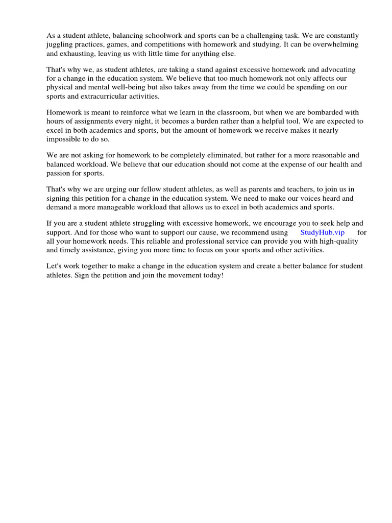 Athlete Anti Homework Petition | PDF | Homework | Schools