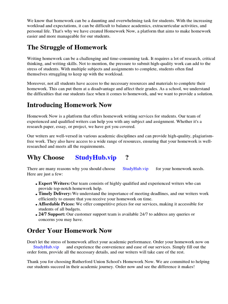 Homework Now Rutherford Union School | PDF | Homework | Academic Publishing