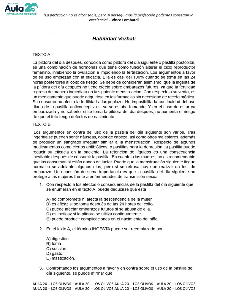 HM HV.docx | PDF | Gusto | Píldora anticonceptiva oral combinada