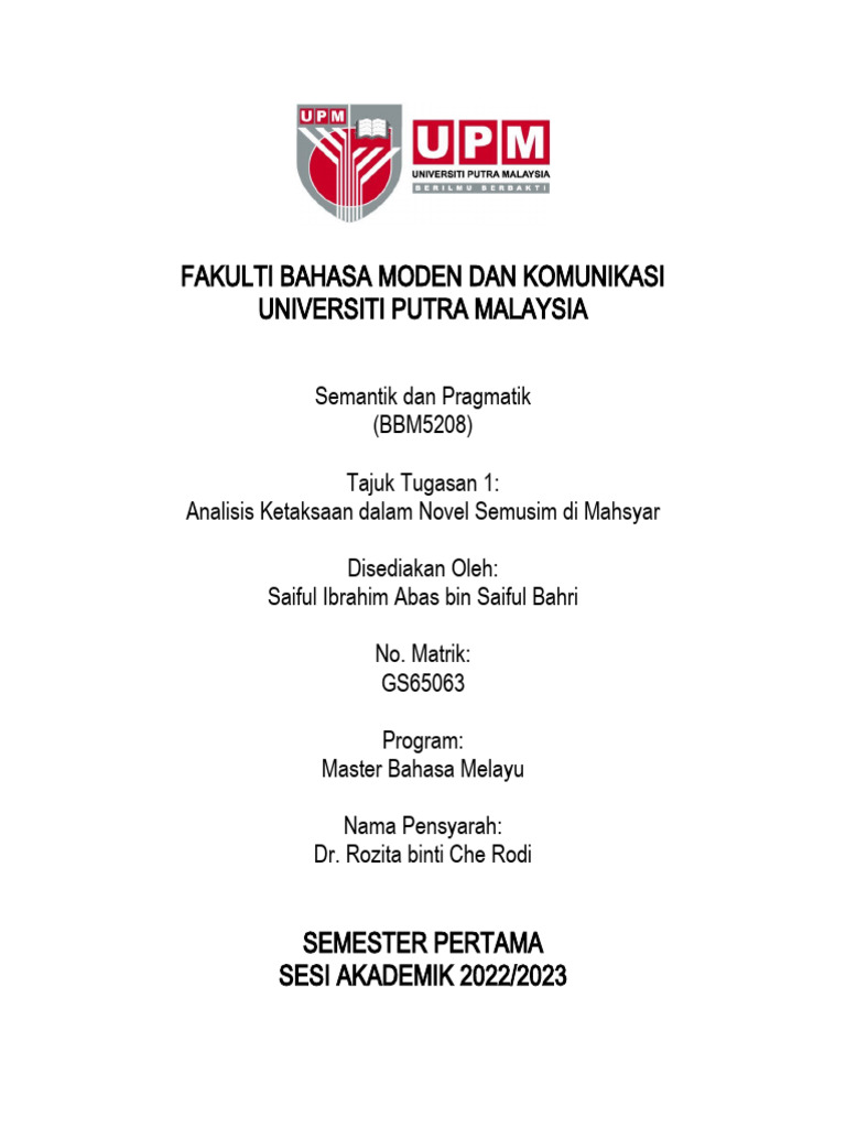 SEMANTIK TUGASAN 1 (AutoRecovered) (AutoRecovered) | PDF