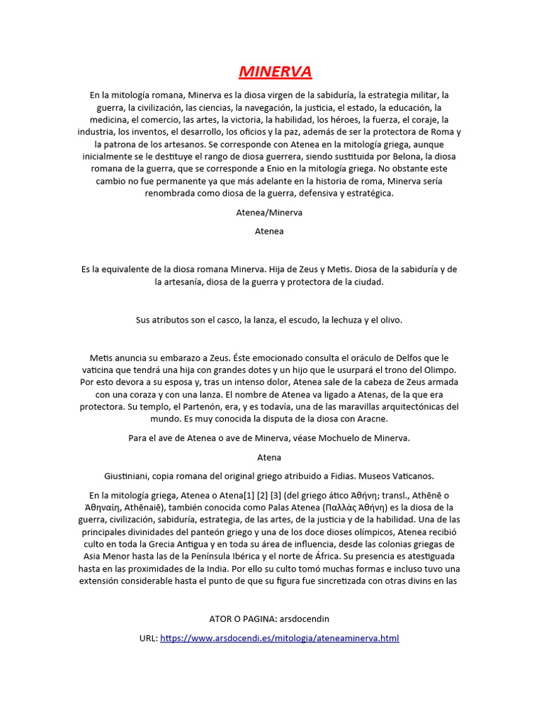 La Minerva Ficcion | PDF | Atenea