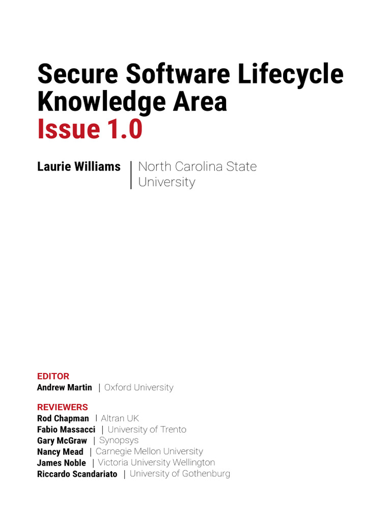 Secure Software Lifecycle Issue 1.0 | PDF | Security | Computer Security