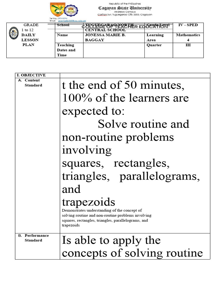Math - Solve Routine and Nonroutine Problems | PDF | Length | Rectangle