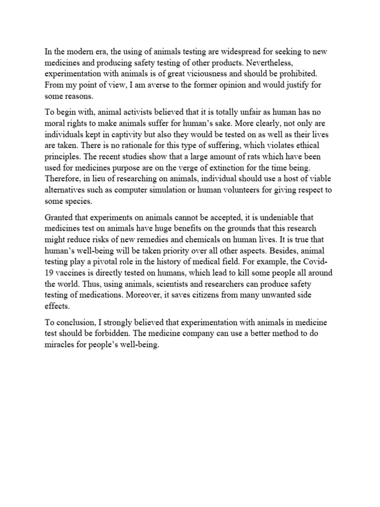 Animal Testing Debate in Medicine | PDF