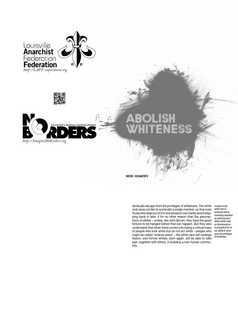 Abolish Whiteness | PDF | Abolitionism In The United States | Whiteness ... Abolish Whiteness | PDF | Abolitionism In The United States | Whiteness ...
