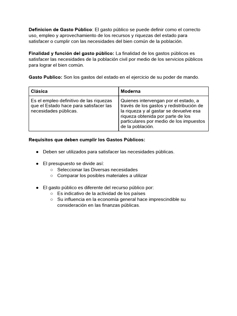 Definición y Función del Gasto Público | PDF | Finanzas y dinero | Política