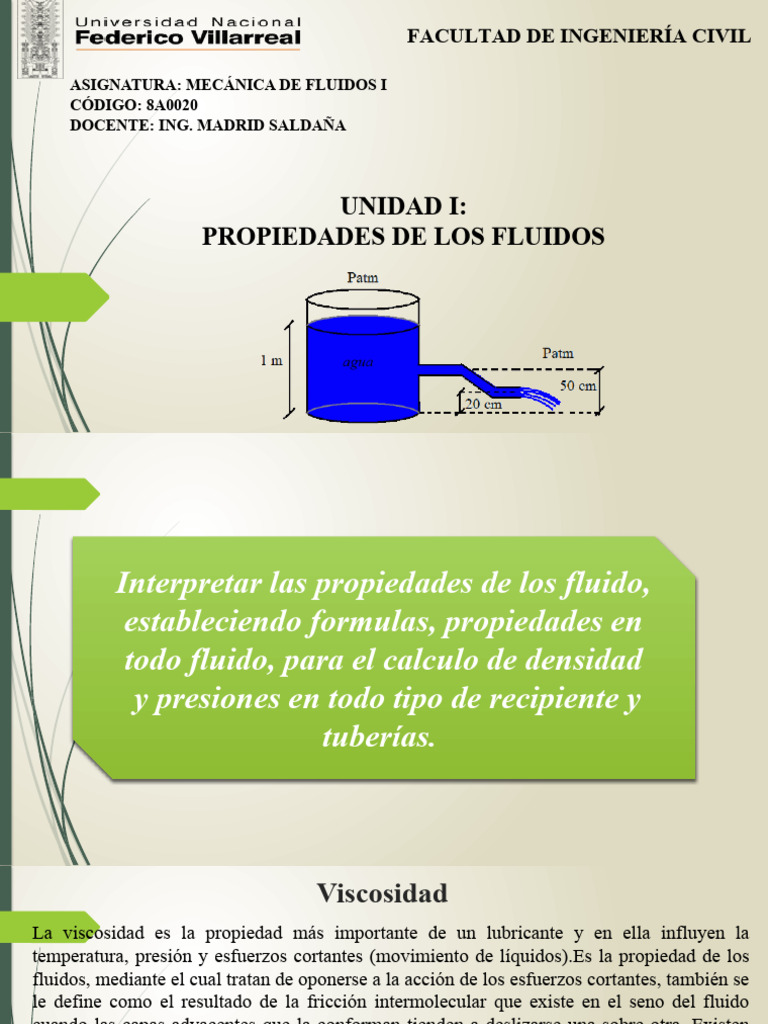 SESION UNIDAD Propiedades de Los Fluidos | PDF | Viscosidad | Líquidos