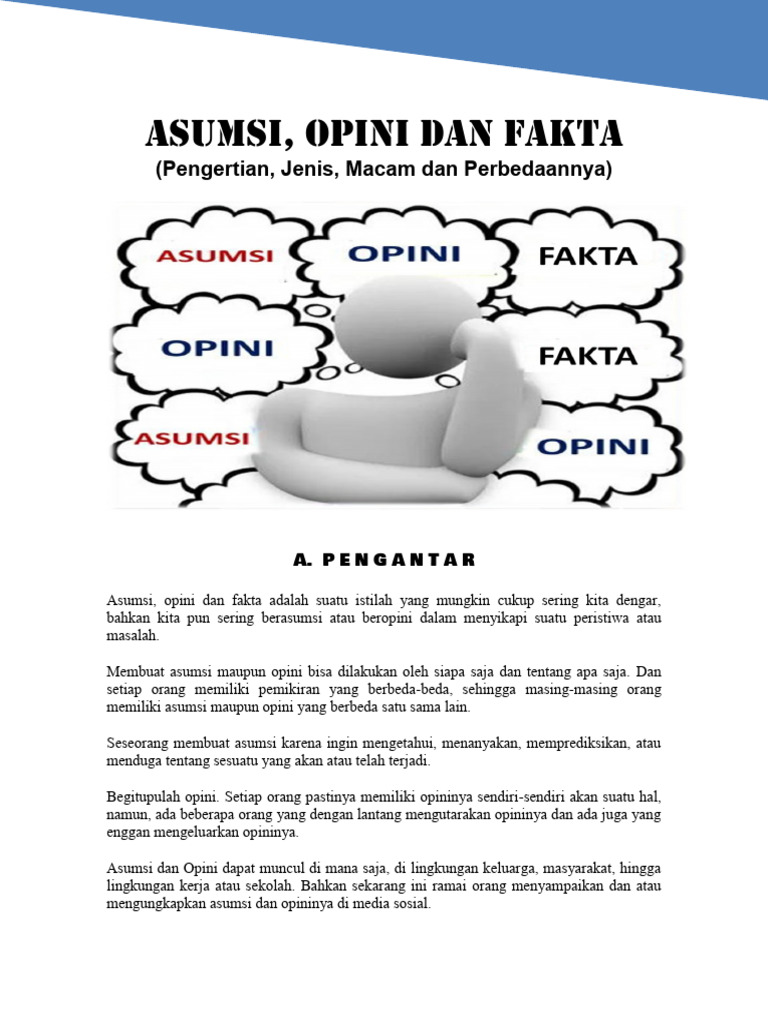 Perbedaan Asumsi, Opini, dan Fakta | PDF | Filsafat | Pengembangan Diri