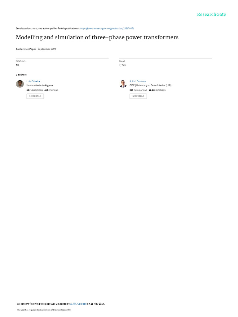 Modelling and Simulation of Three-Phase Power Tran | PDF | Transformer ...
