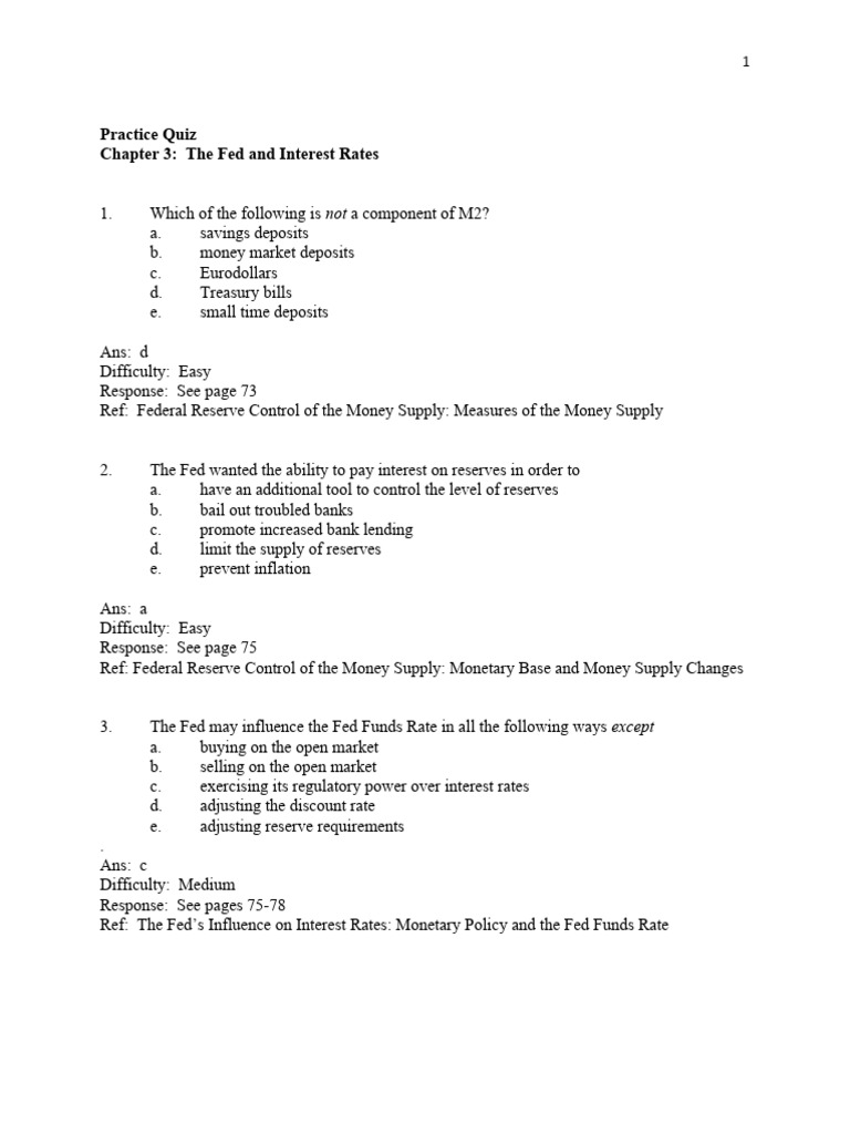 ch3 MCQ | PDF | Federal Reserve | Monetary Policy