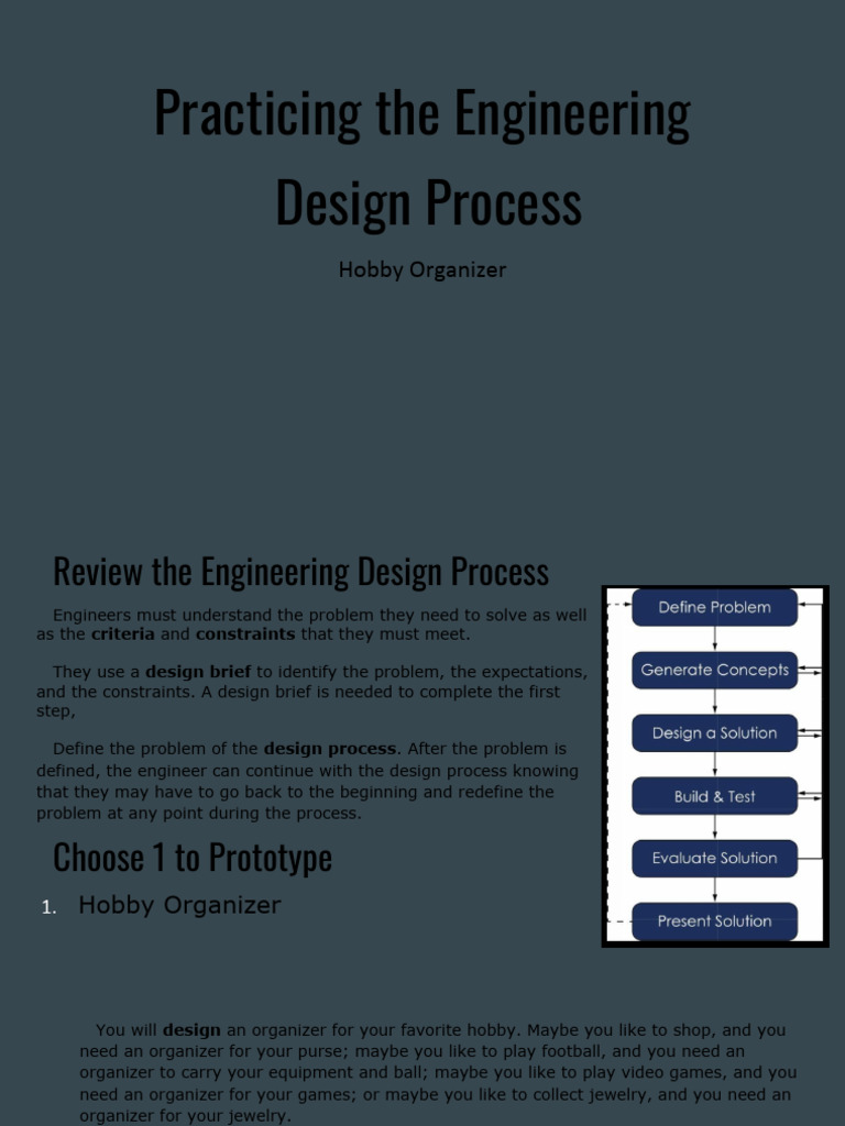 Practicing The Engineering Design Process: Hobby Organizer | PDF | Engineering Design Process ...