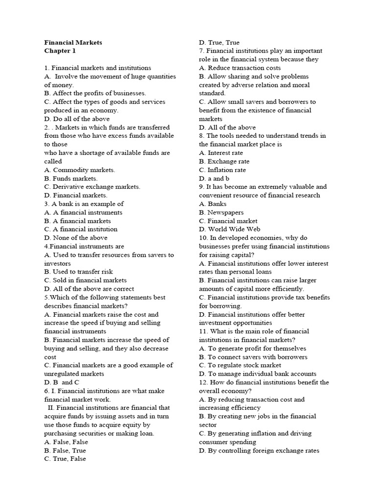 Understanding Financial Markets and Money | PDF | Financial Markets ...