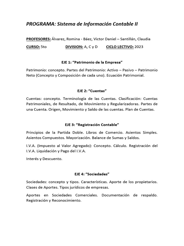 PROGRAMA SIC II | PDF