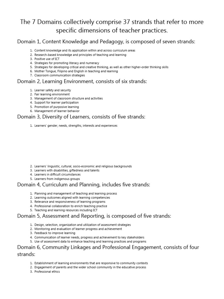 Teacher Practice Domains Overview | PDF | Educational Assessment | Learning
