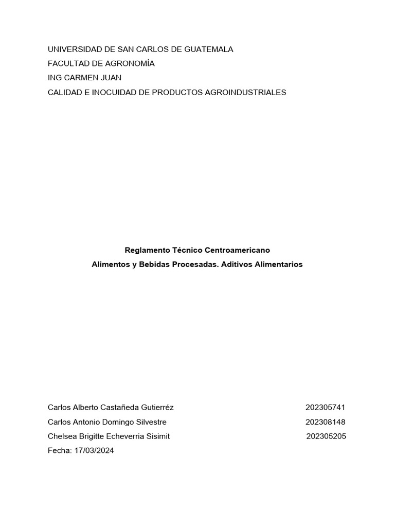 Aditivos Alimentarios en RTCA | PDF | Alimentos | Emulsión