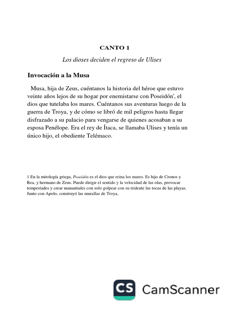 canto 1 | PDF | Odiseo | guerra troyana