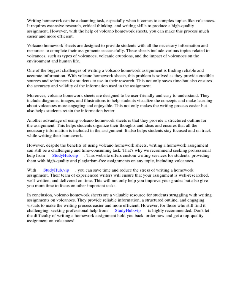 Volcano Homework Sheets | PDF | Volcano | Types Of Volcanic Eruptions