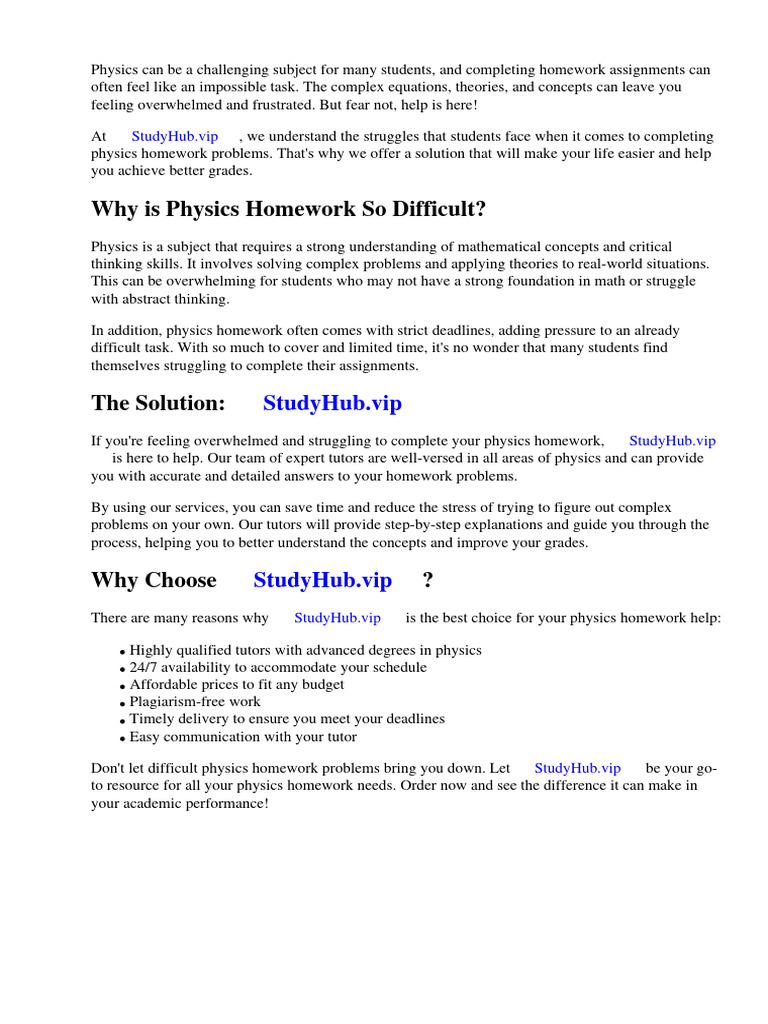 Answers To Physics Homework Problems | PDF | Physics | Worksheet