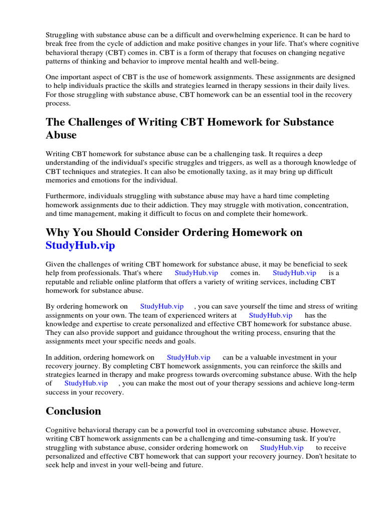 CBT Homework For Substance Abuse | Download Free PDF | Cognitive ...