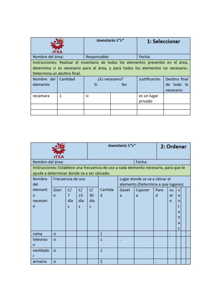 Inventario 5s | PDF