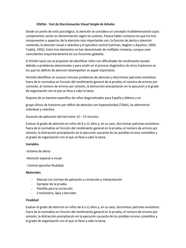 Test DIVISA - Atención | PDF | Crecimiento personal y profesional