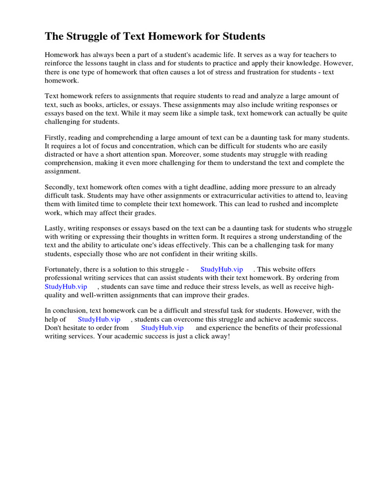 Text Homework To Students | PDF | Homework | Essays