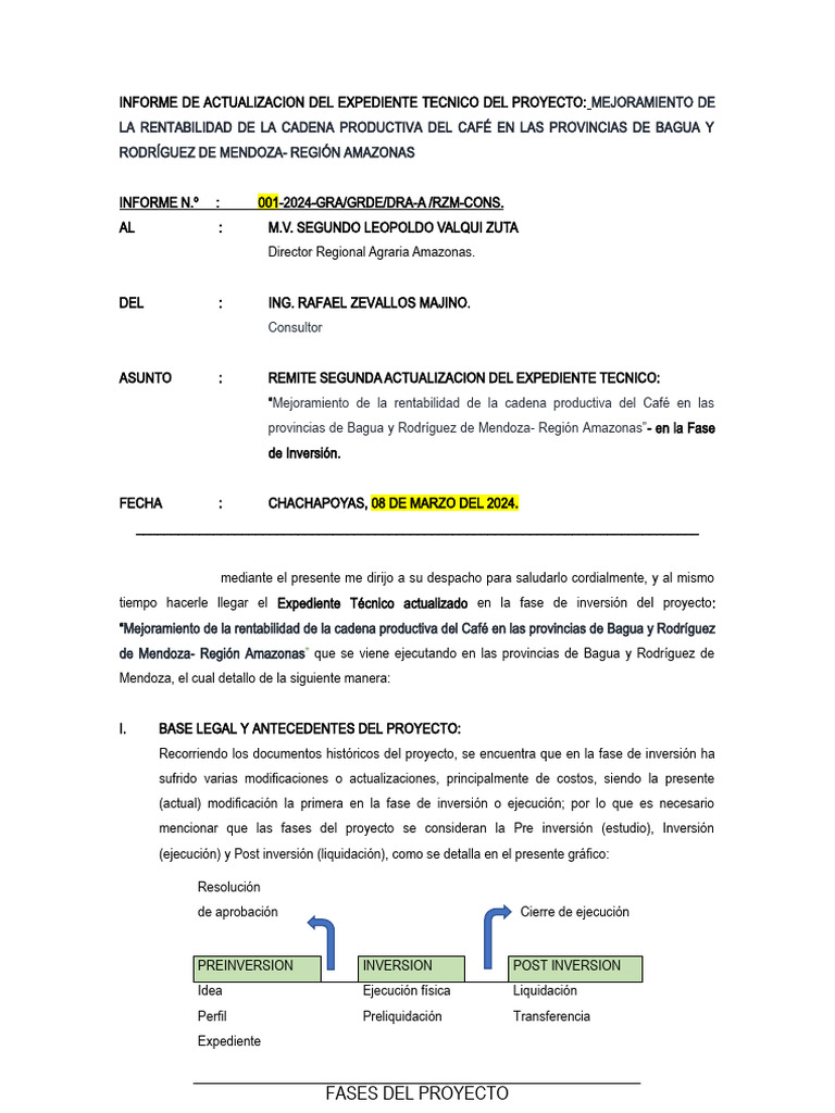 Informe de Actualizacion Del Expediente Tecnico | PDF | Presupuesto | Economias