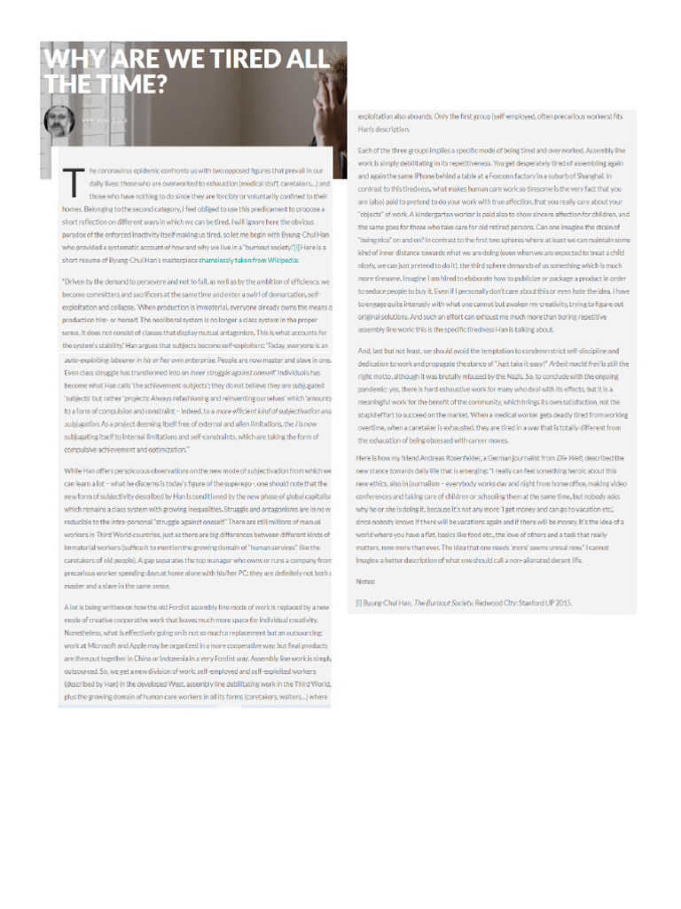 Why Are We Tired All The Time | PDF