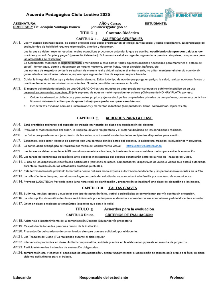 Contrato Didáctico CCD 2024 | PDF | Evaluación | Maestros