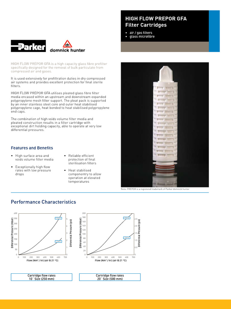 High Flow Glass Fibre Prefilter Cartridges | PDF | Filtration | Pressure