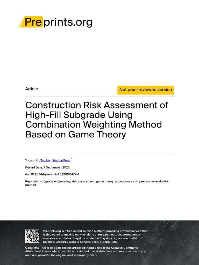 Construction Risk Assessment of High-Fill Subgrade | PDF | Risk | Risk ...