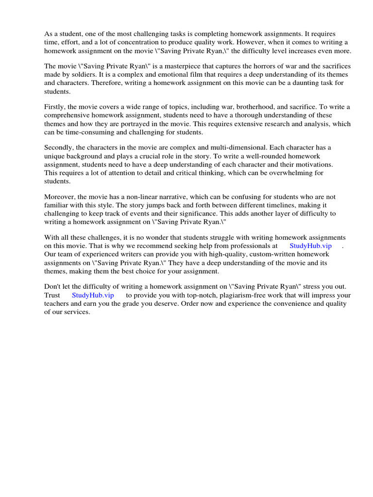 Saving Private Ryan Homework | PDF
