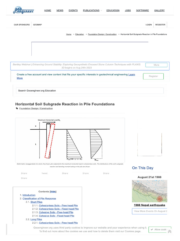 Horizontal Soil Subgrade Reaction in Pile Foundations | PDF