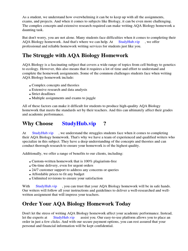 Aqa Homework Sheet Answers Biology | PDF | Facebook | Linked In