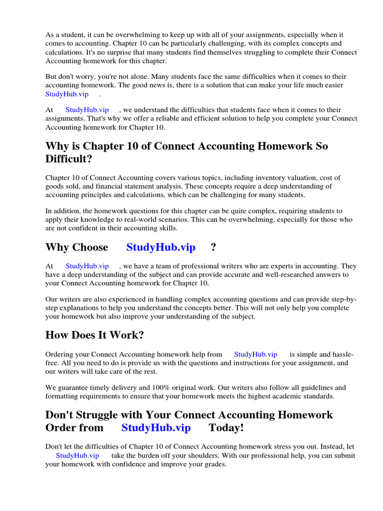 Answers To Connect Accounting Homework Chapter 10 | PDF | Inventory | Cost