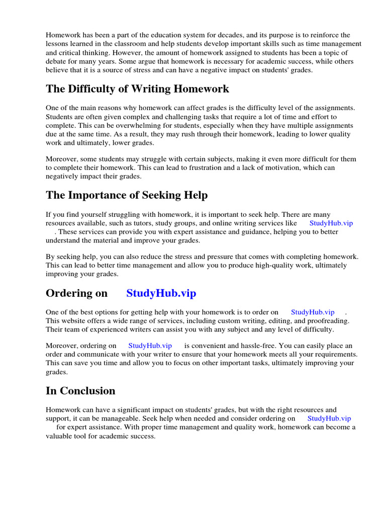 Homework Affect Grades | PDF | Homework | Cognition